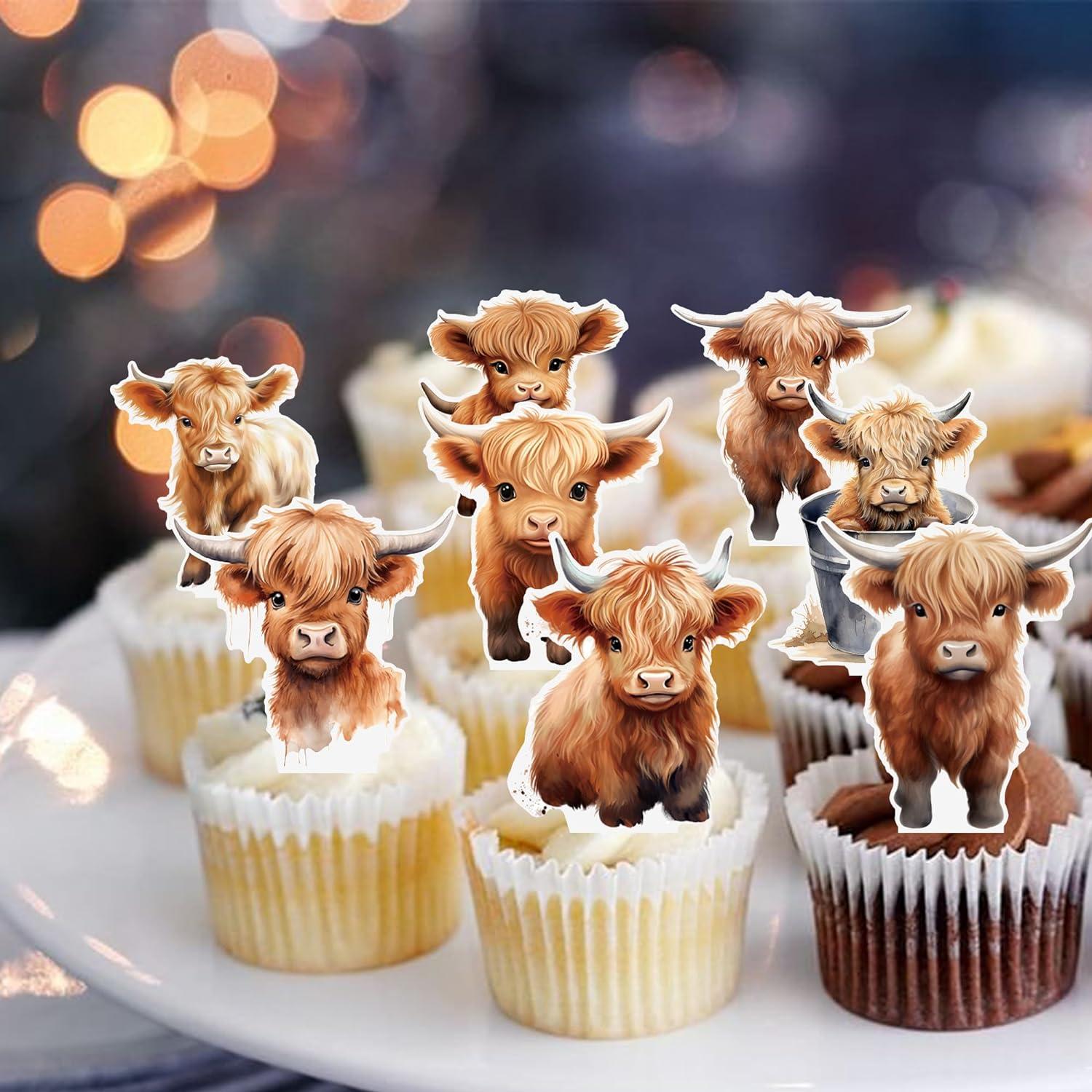 48Pcs Highland Cow Cupcake Toppers Highland Cow Cake Topper Highland ...