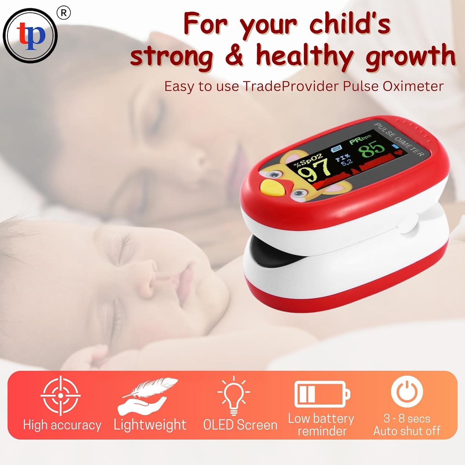 Pediatric Pulse Oximeter | CE FCC Approved Heart Rate Monitor | Kids Finger Blood Oxygen ...