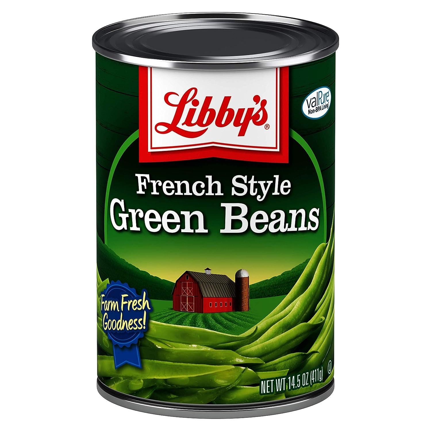 Libby's French Style Green Beans 14.5oz (Pack of 4) | Mildly Sweet & Tender | Seasoned with Sea ...