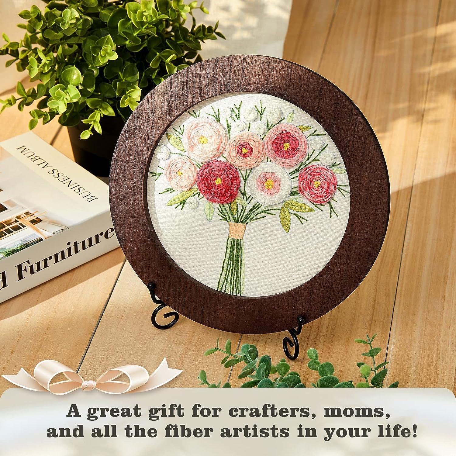 Unitystar 6 Inch Round Wood Embroidery Hoop Frame for Cross Stitch and ...
