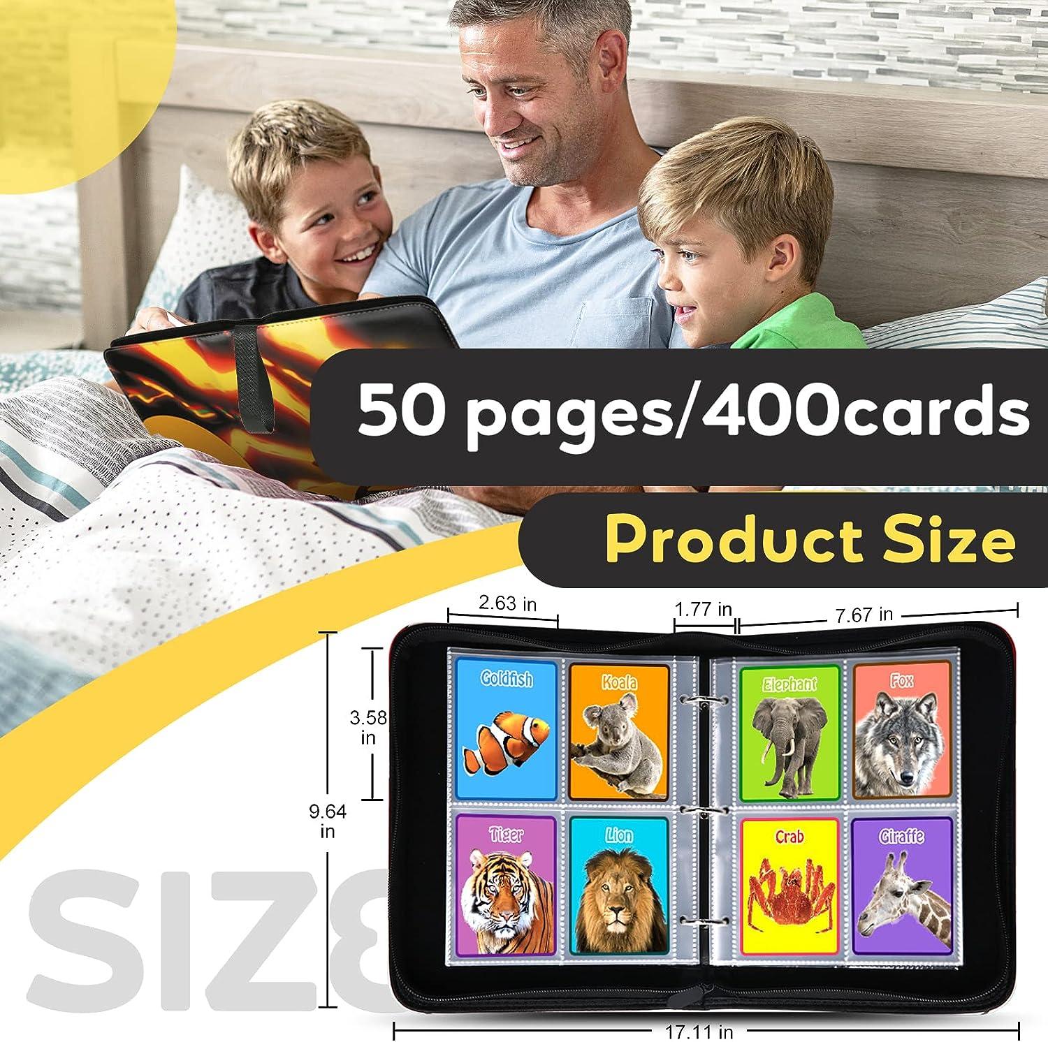 Trading Card Binder 4 Pocket 400 Cards - Yellow 3-Ring Collector Album ...