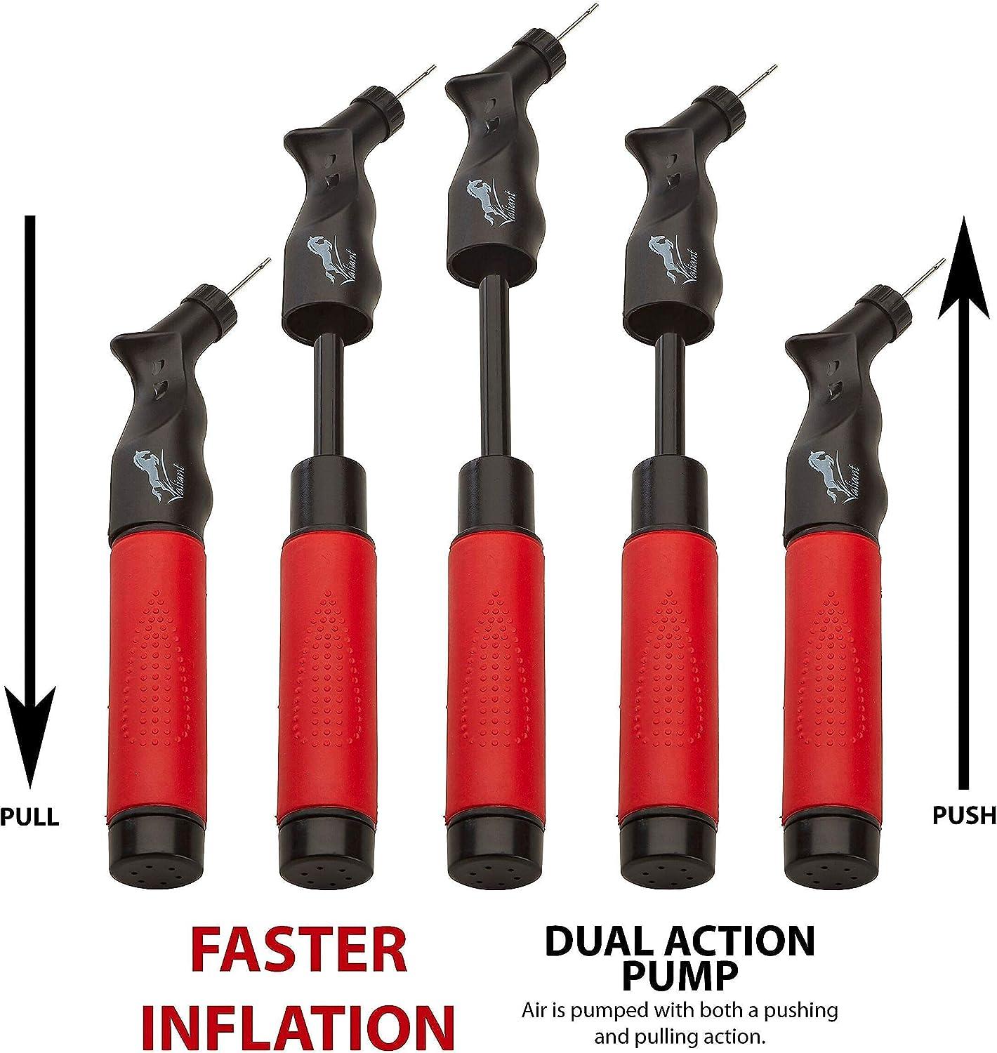 Valiant Dual Action Sports Ball Pump Inflator with Needles & Pouch ...