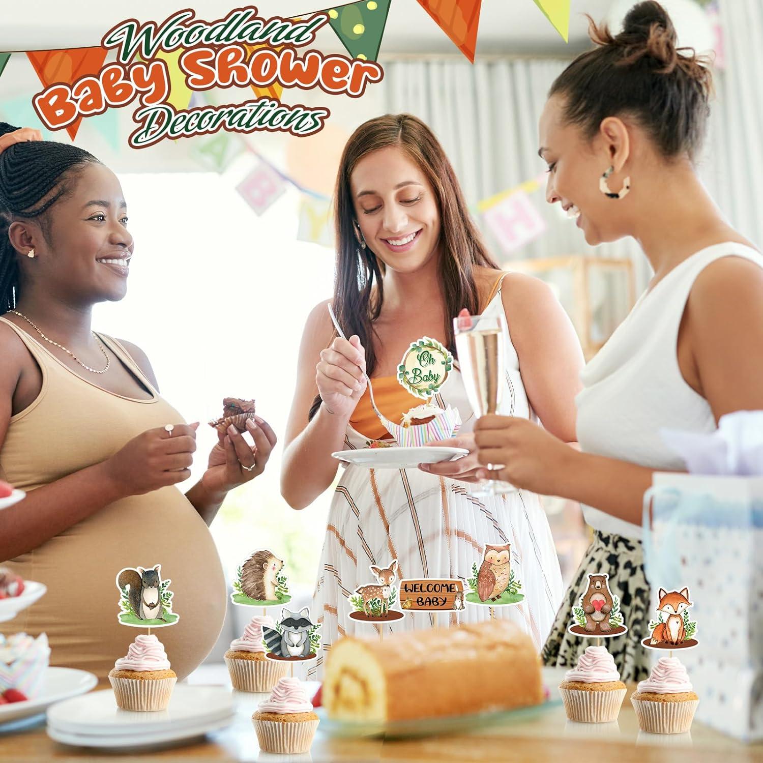 Weecent 48 Pcs Woodland Baby Shower Cupcake toppers Oh Baby Party ...