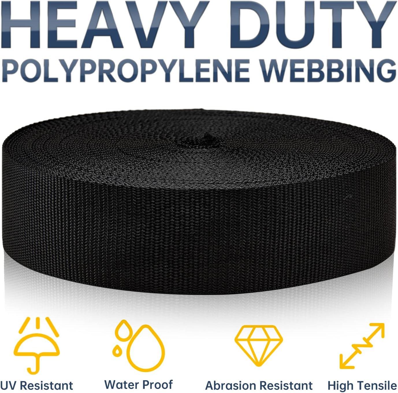 Tinup Webbing 2 Inch Polypropylene Webbing Black Heavyweight- Heavy ...