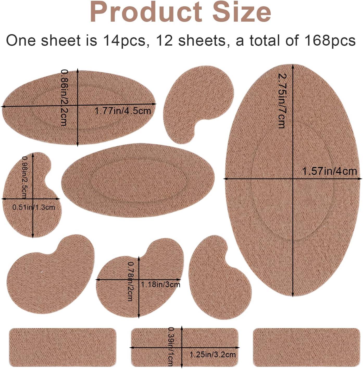 Moleskin Tape Blister Prevention Padding - 168 Pieces, 11 Shapes ...