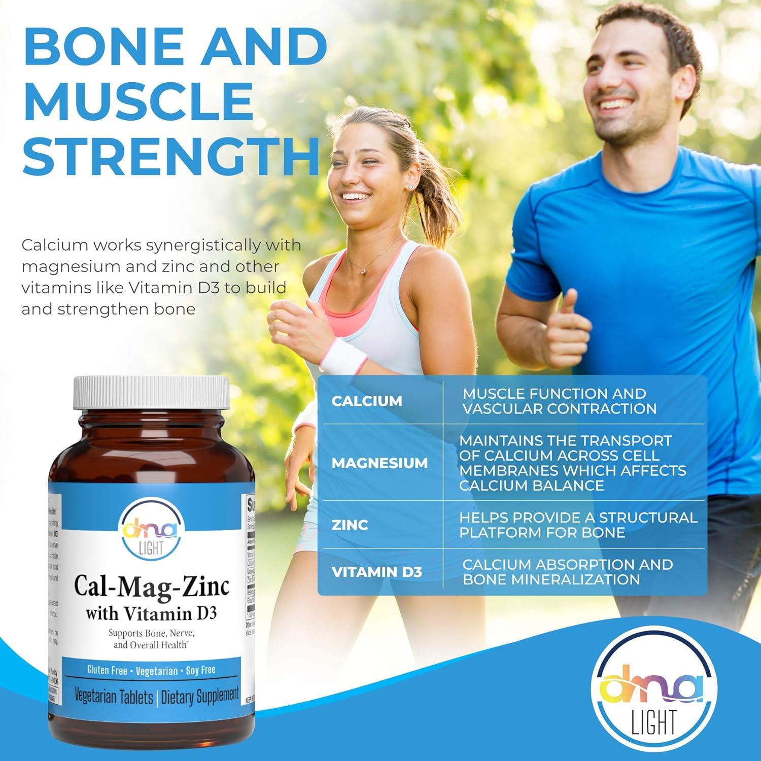 DNA Light Calcium Magnesium Zinc with Vitamin D3 - Bone Health & Muscle ...
