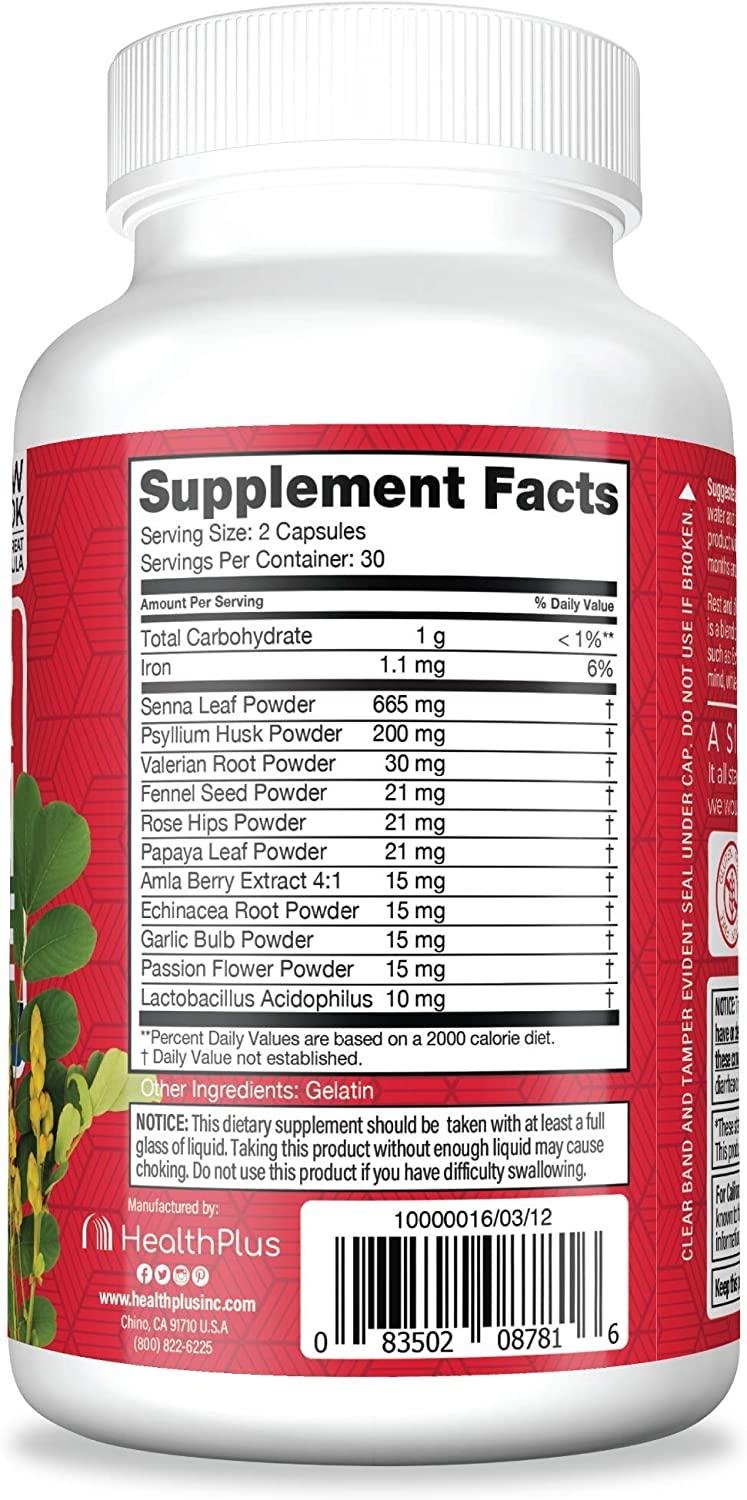 Health Plus Super Colon Cleanse Night Formula - 60 Capsules for ...