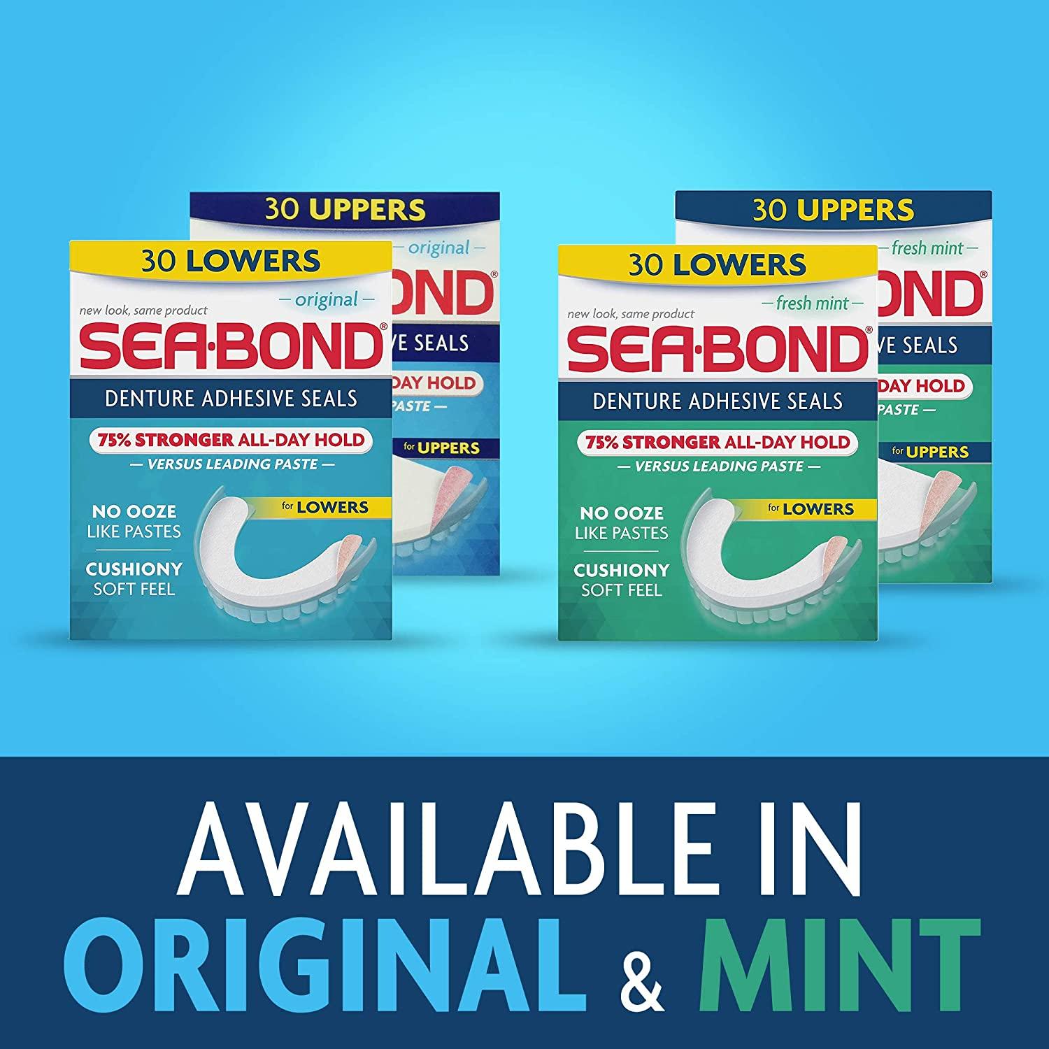 Sea Bond Denture Adhesive Seals Multipack - Zinc Free, All Day Hold ...