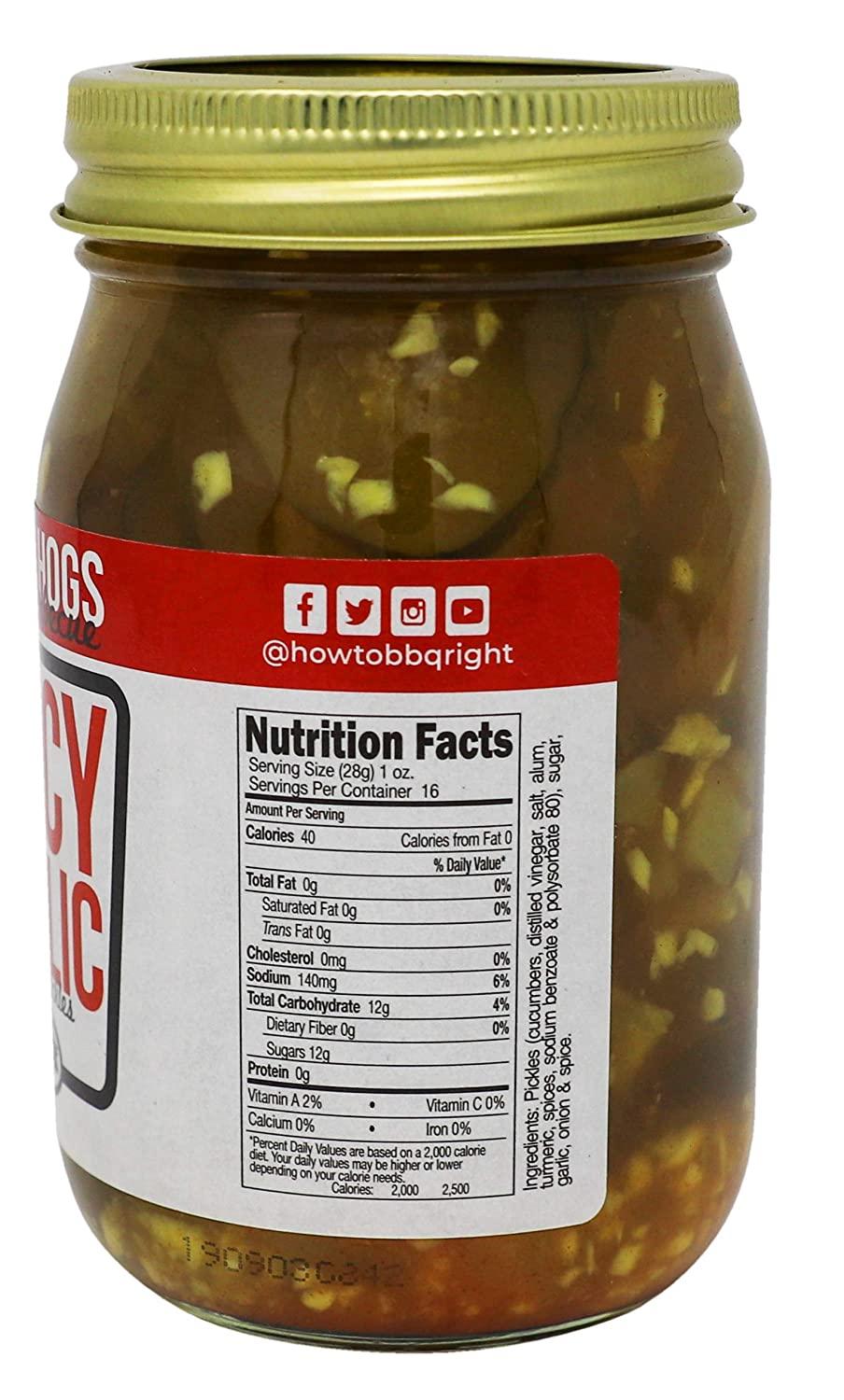 Killer Hogs Spicy Garlic Pickles - Sweet Heat for BBQs & Grilling - 16 ...