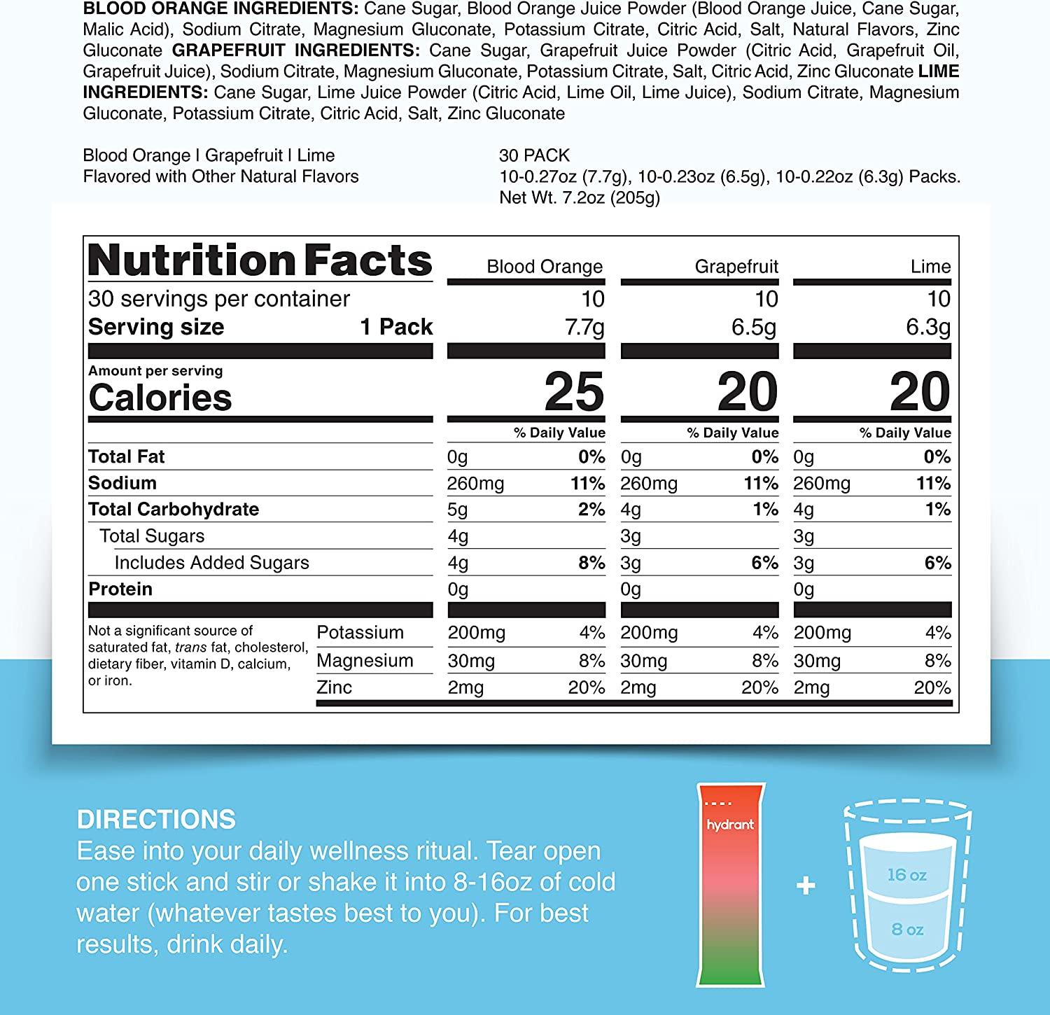 Hydrant Hydrate Electrolyte Powder - 30 Stick Packs for Rapid Hydration ...