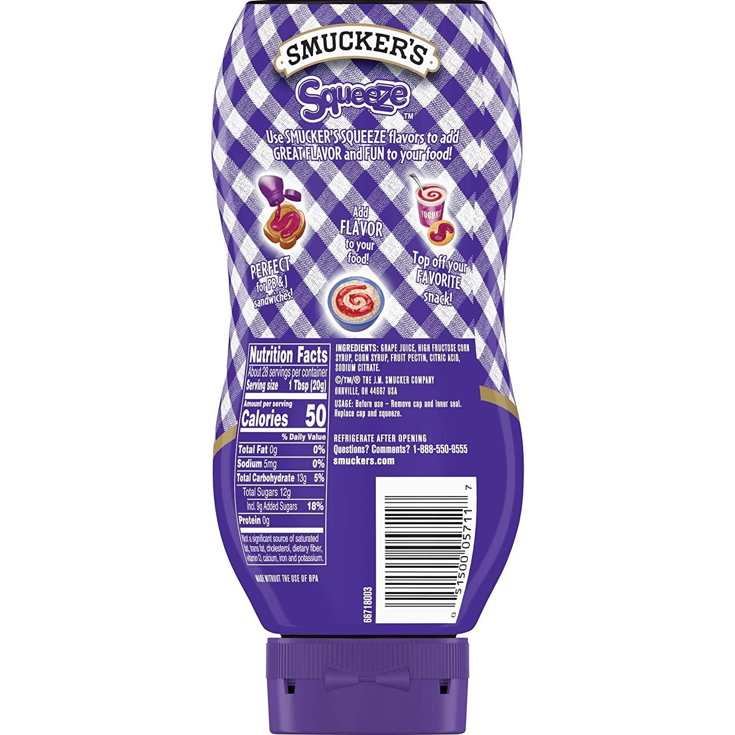 Smucker's Squeeze Grape Jelly 20 Ounces (Pack of 12) - Delicious Grape ...