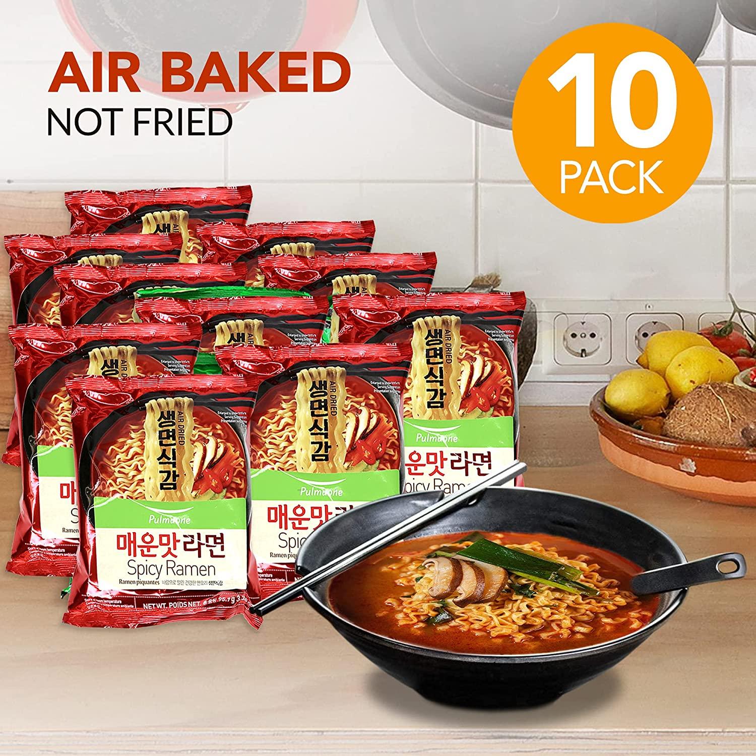 Pulmuone Non-Fried Ramyun Korean Noodles - Spicy Flavor 10 Pack ...