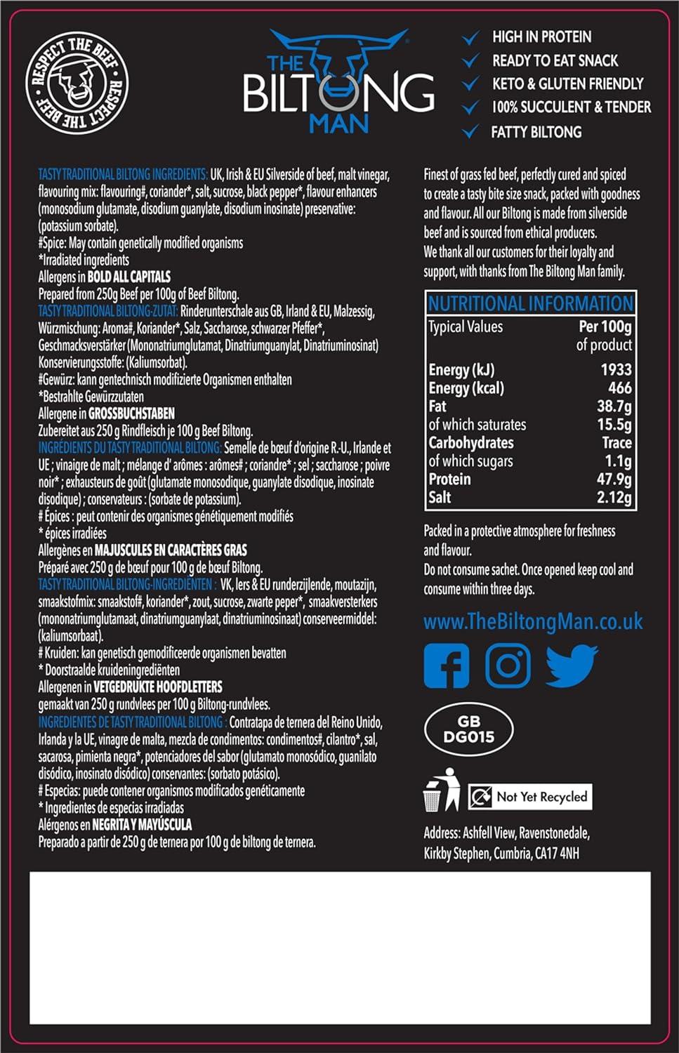 The Biltong Man | Tasty Traditional Fatty Beef Biltong | (500 Grams ...