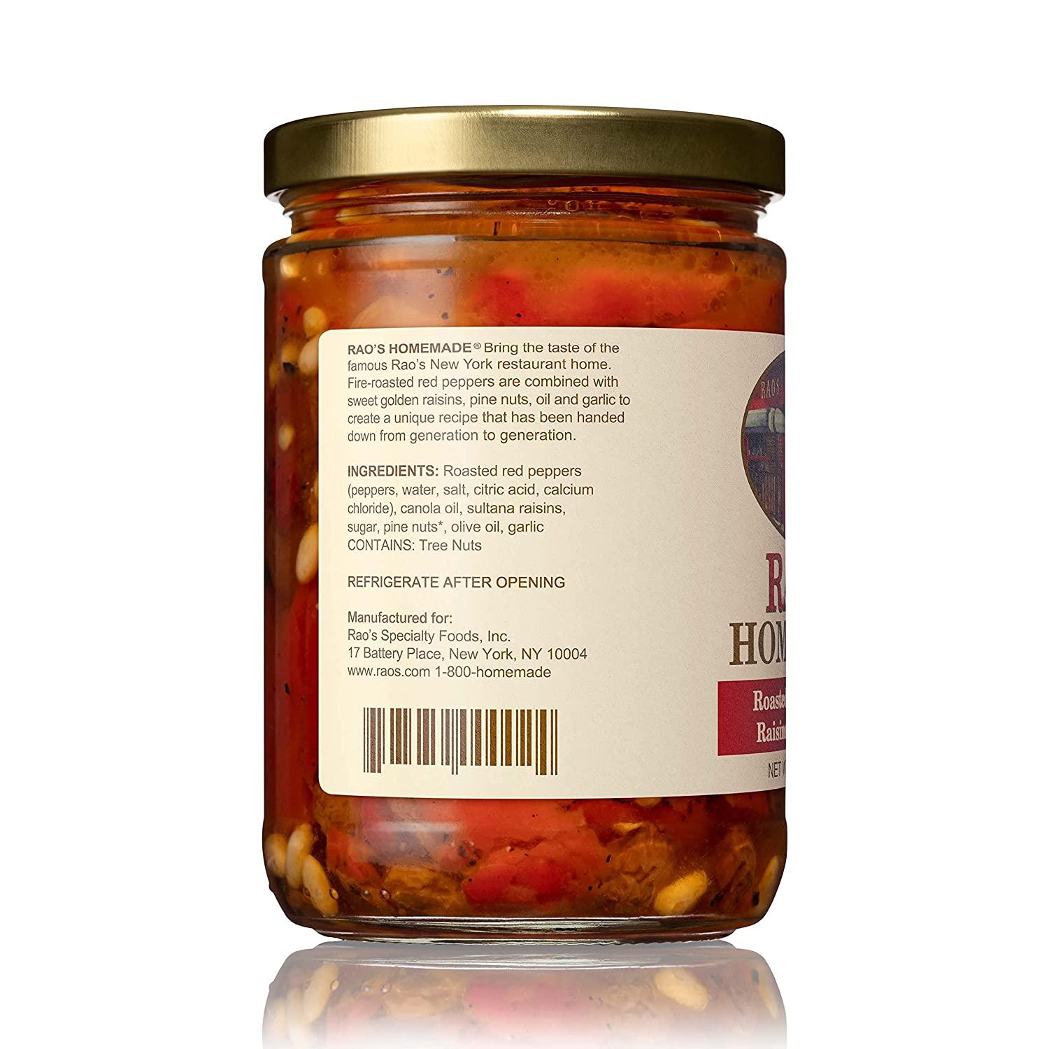 Rao's Homemade Roasted Peppers with Golden Raisins & Pine Nuts - 12 oz ...
