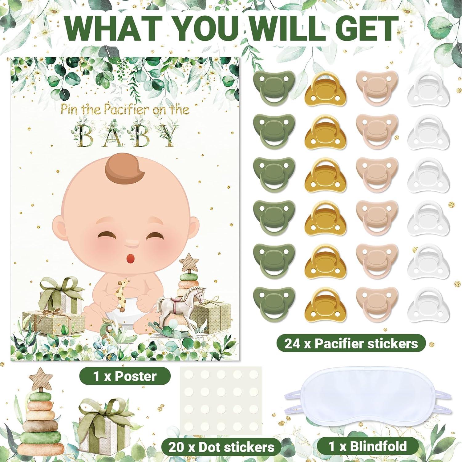 Sinmoe Pin the Pacifier Game - Baby Party Decorations | 24 Stickers ...