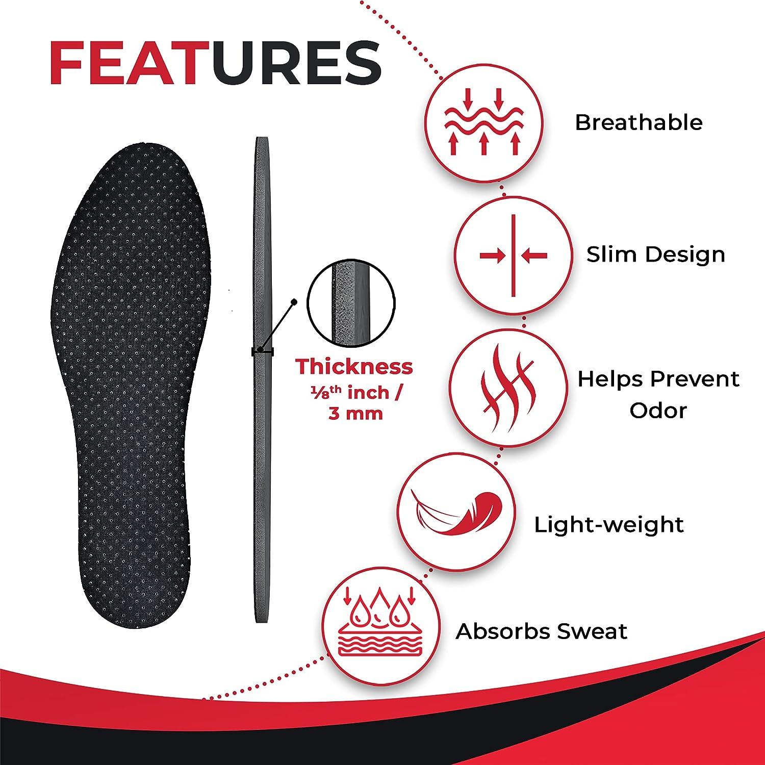 JobSite Odor Stop Insoles with Activated Charcoal - 2 Pairs | Eliminate ...
