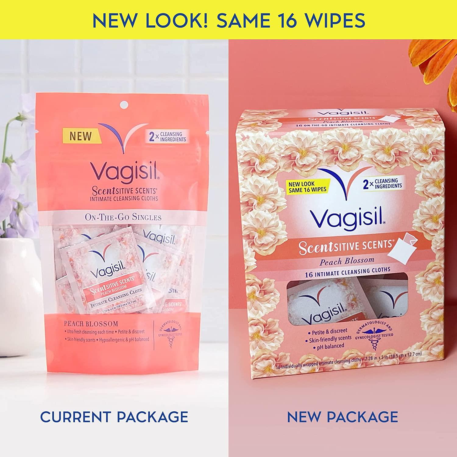 Vagisil Scentsitive Scents On-The-Go Feminine Cleansing Wipes - Peach ...