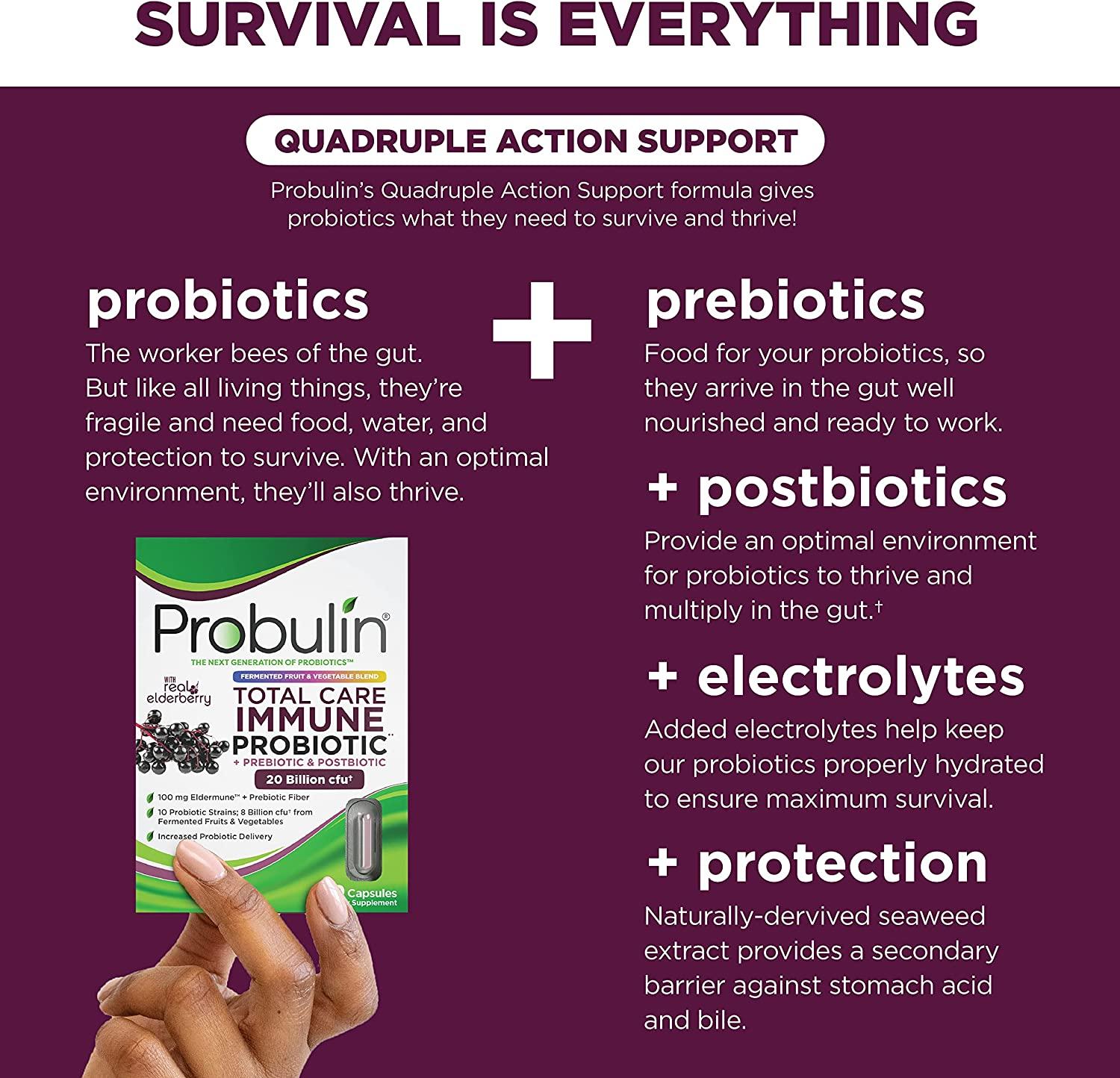 Probulin Total Care Probiotic, Prebiotic & Postbiotic with Elderberry ...