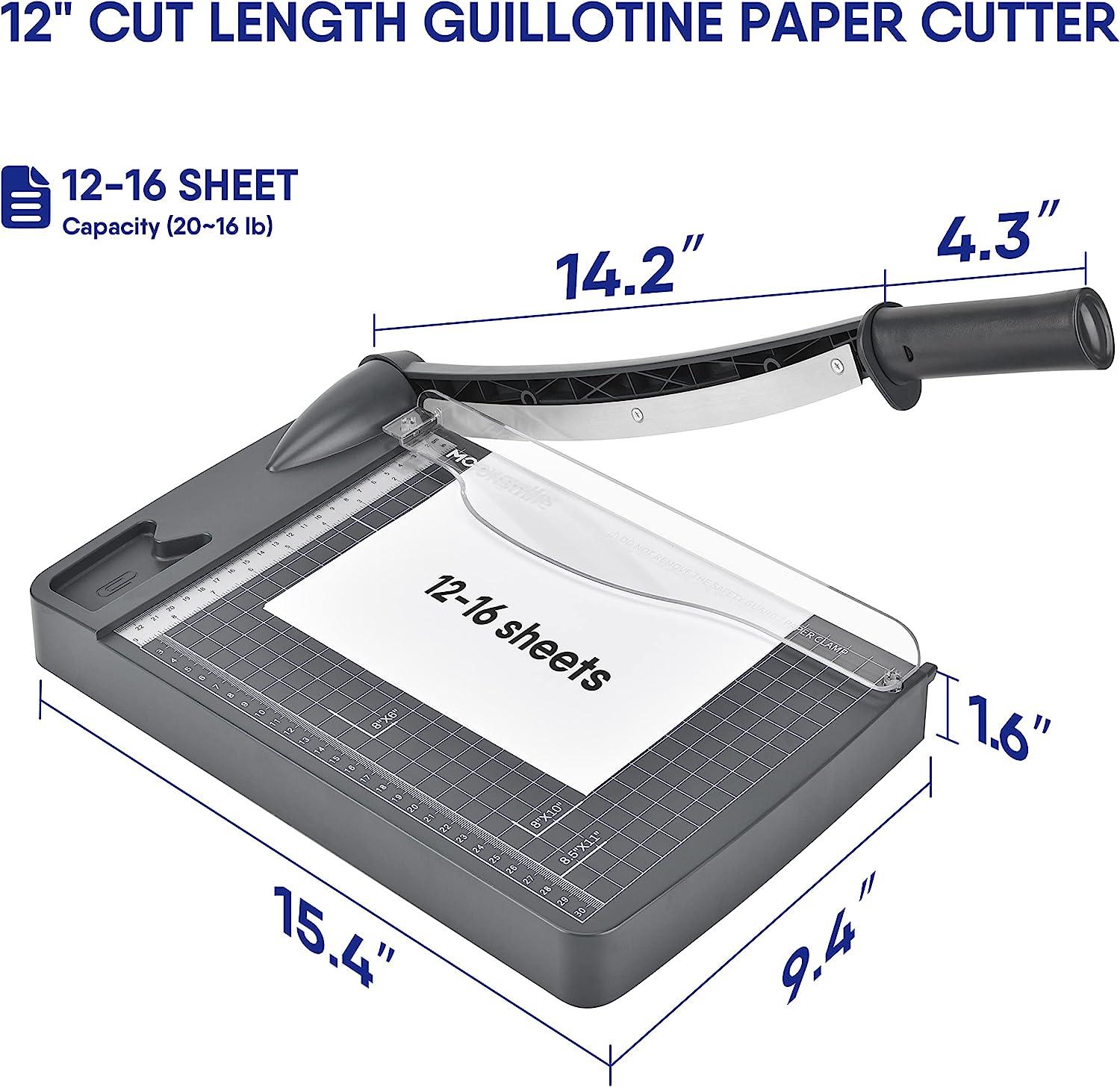 Moonsmile Paper Cutter 12 Inch Cut Length Heavy Duty Guillotine Paper ...