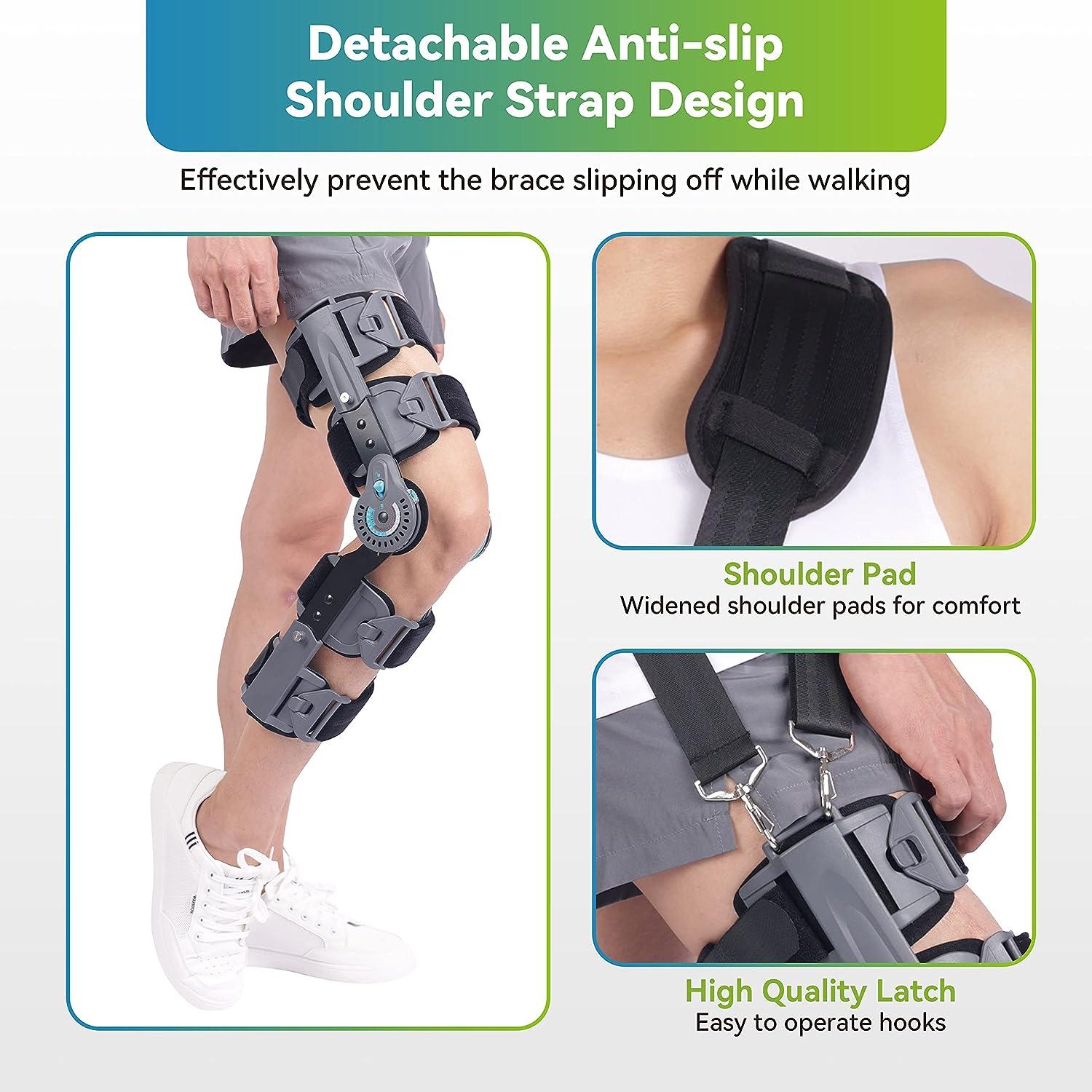Komzer Hinged Knee Brace - Adjustable Orthopedic Post Op Support for ...