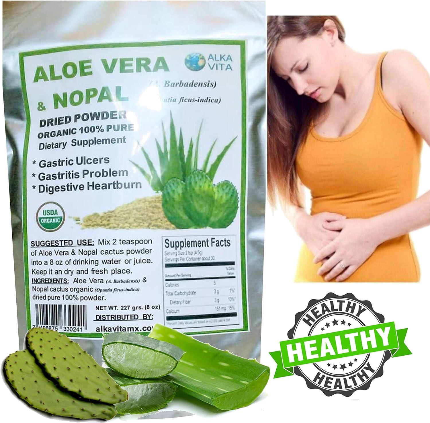 Organic Aloe Vera & Nopal Cactus Powder 1/2 Lb for Digestive Health ...