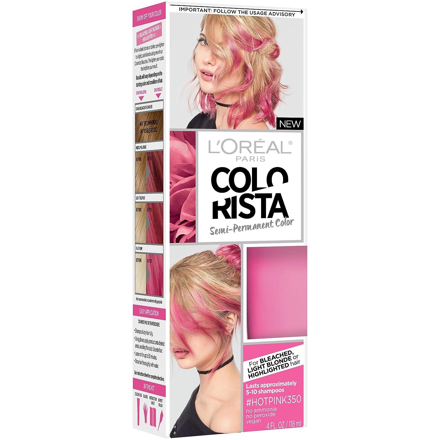 L'Oreal Paris Colorista Hot Pink Semi-Permanent Hair Color for Light ...