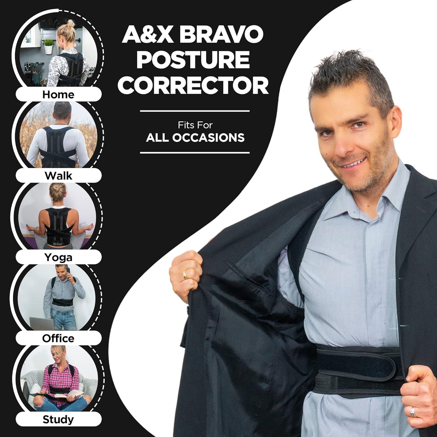A&X Bravo Posture Corrector for Men and Women - Adjustable Lumbar ...