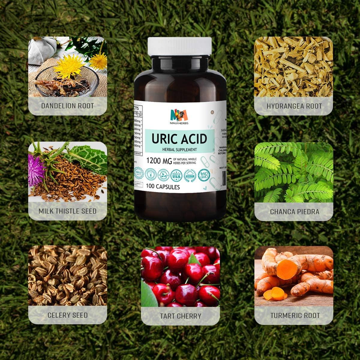 Maui Herbs Uric Acid Support Capsules - Liver Cleanse Supplement with ...