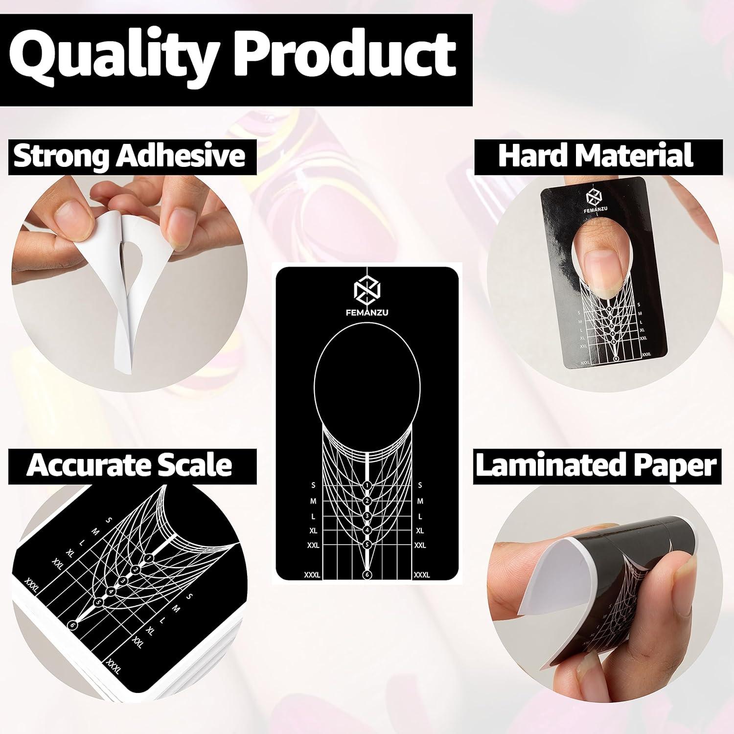 300Pcs Nail Forms for Gel Builder | Self-Adhesive Stickers for Curved ...