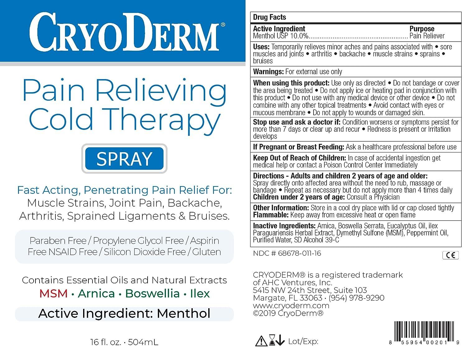 Cryoderm Cold Spray 16oz