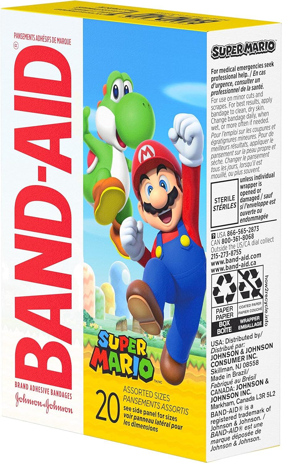 Band-Aid Super Mario 20 Count Assorted Sizes - Fun and Colorful ...