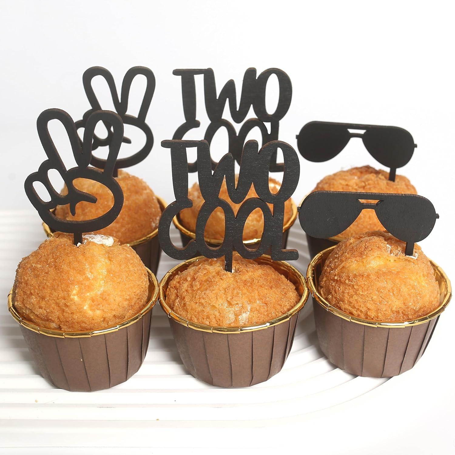 Two Cool 2nd Birthday Cupcake Toppers - Kids Birthday Two Cool Cake ...