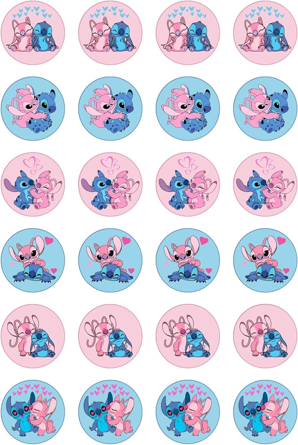 24 Stitch And Angel Cupcake Toppers Edible Stitch Cake Topper Stitch ...