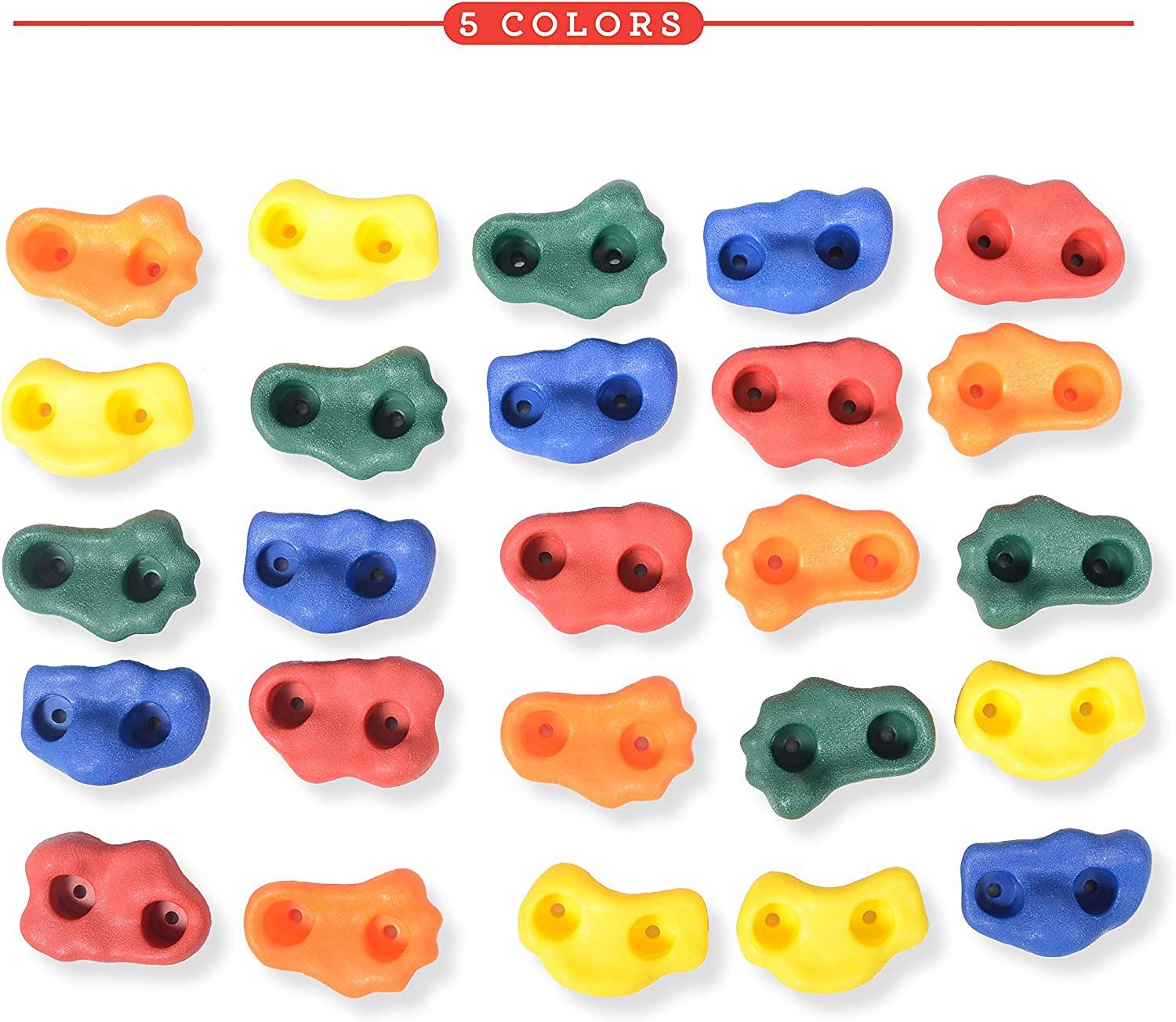 Milliard DIY Rock Climbing Holds Set with 8 Foot Knotted Rope - 25 Pc. Kit for Kids Indoor and ...