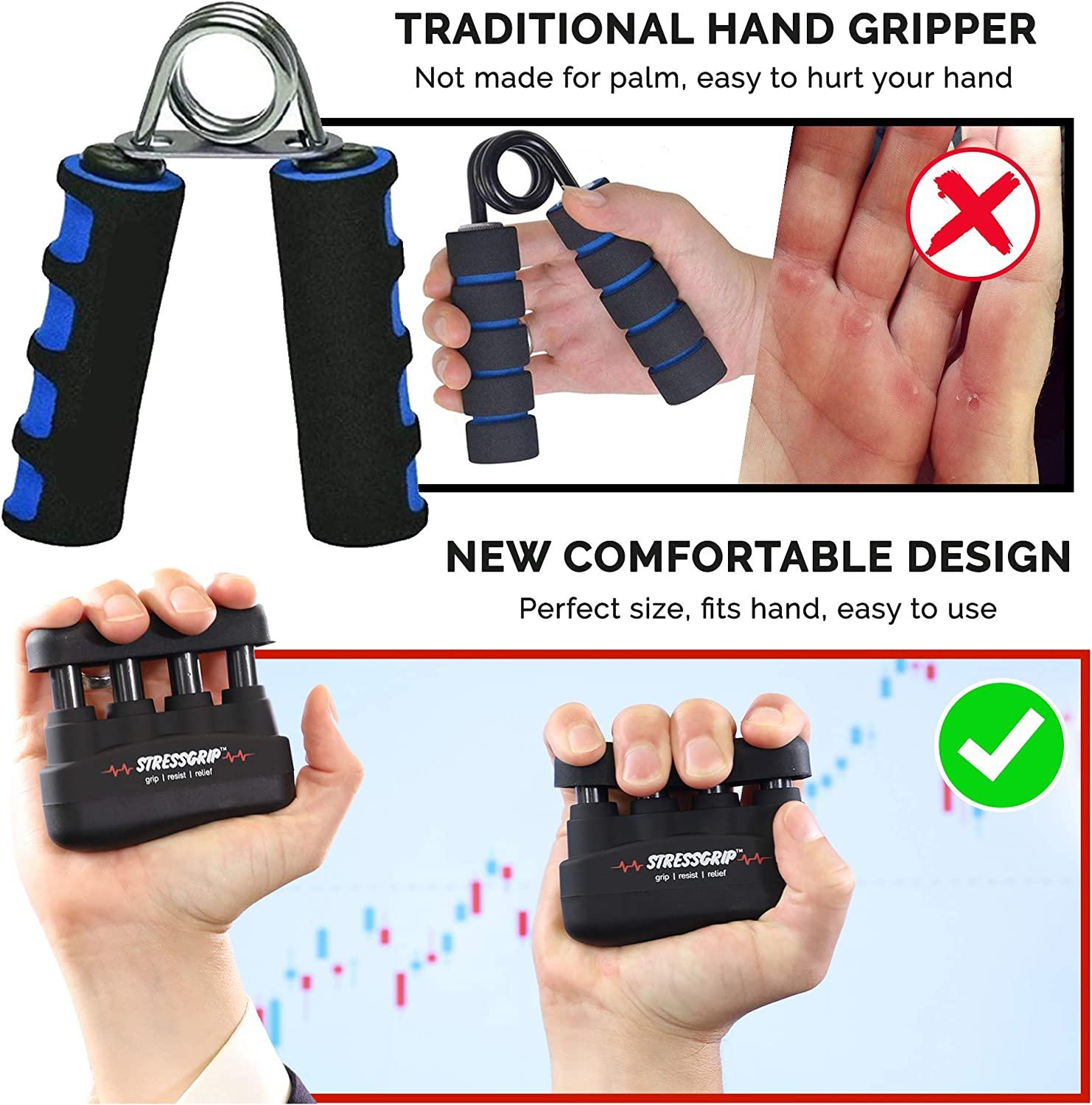 StressGrip Large: Hand Exerciser & Stress Relief Device for Adults ...