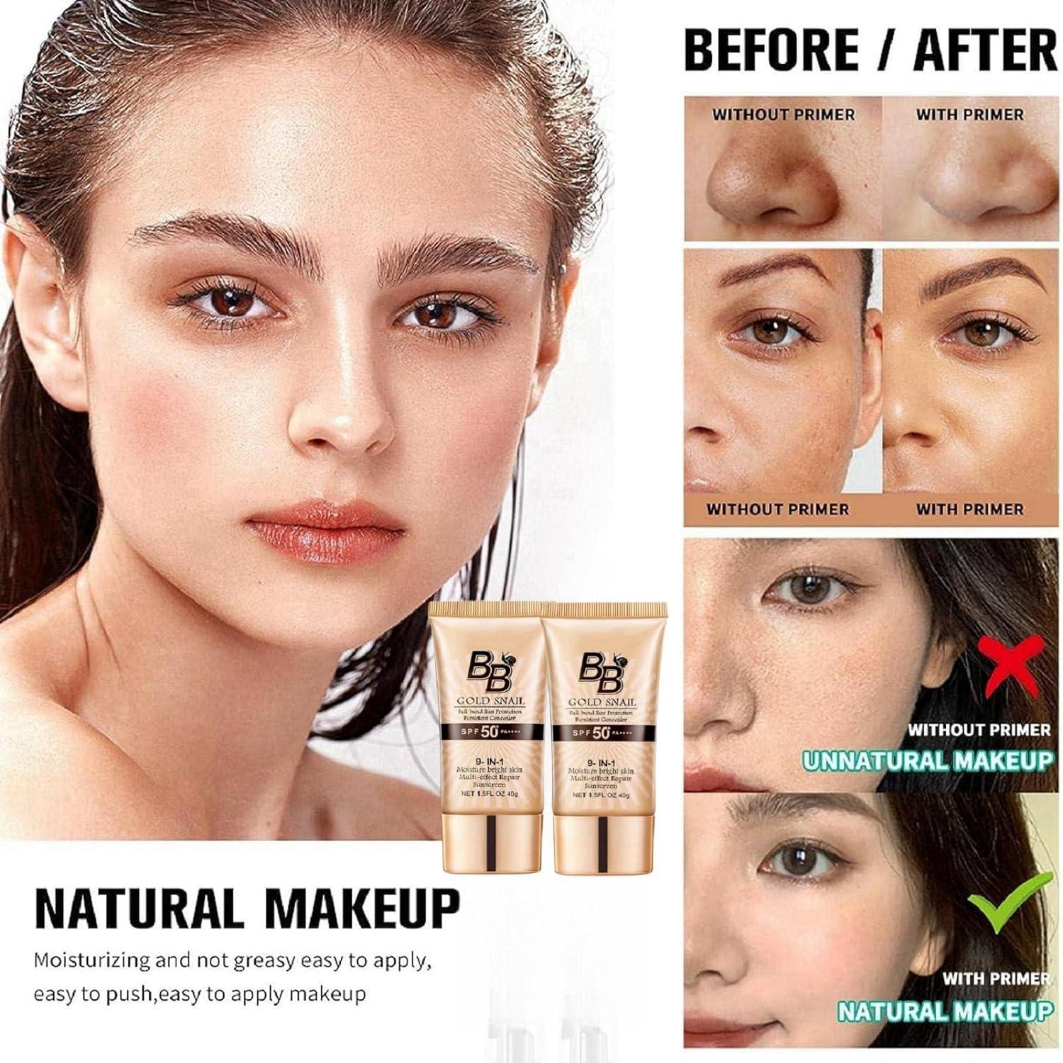 2PCS BB Cream Medium & Light SPF 50 Tinted Moisturizer with Snail ...