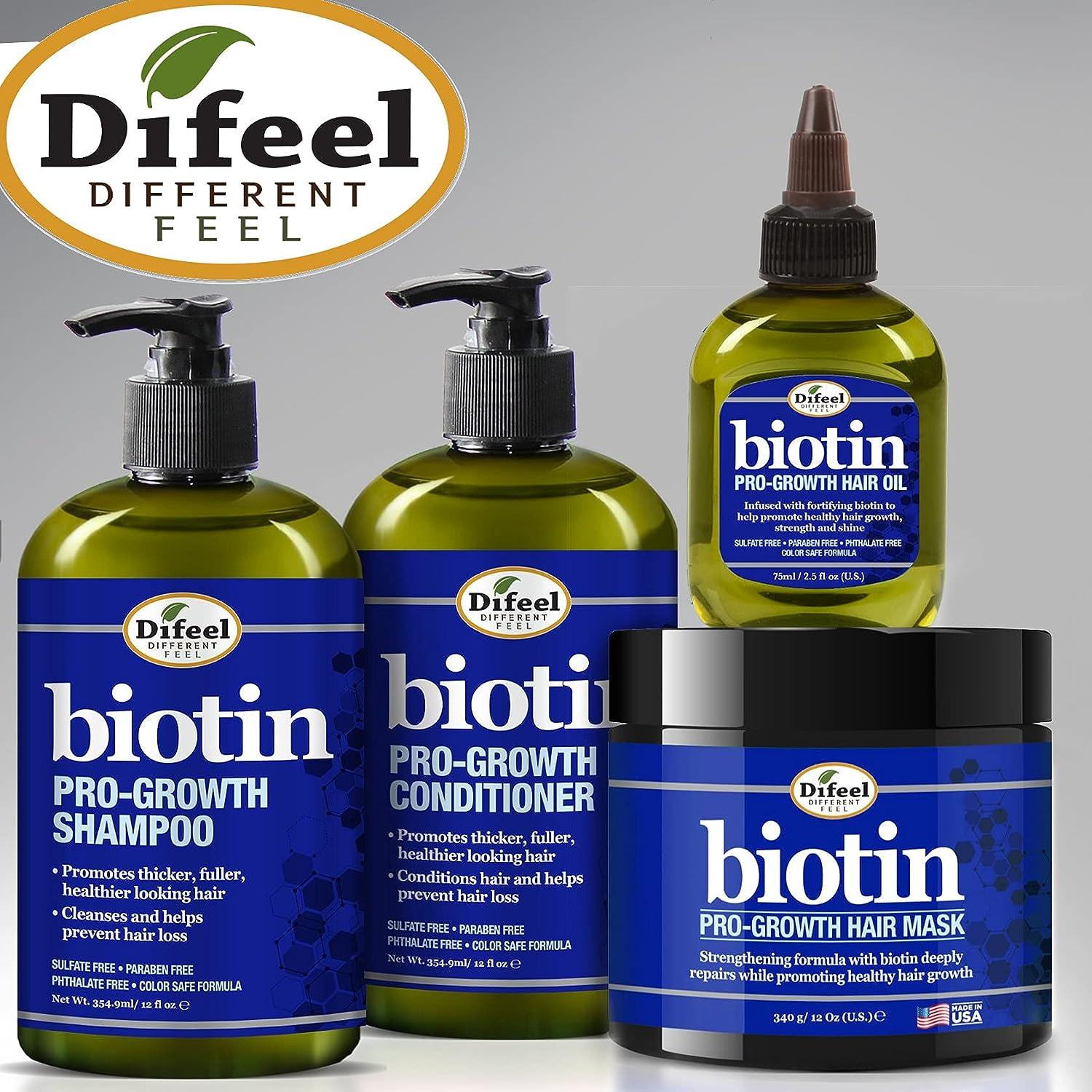 Difeel Pro-Growth Biotin Hair Mask & Oil Set - 12 oz. Mask + 7.1 oz. Oil