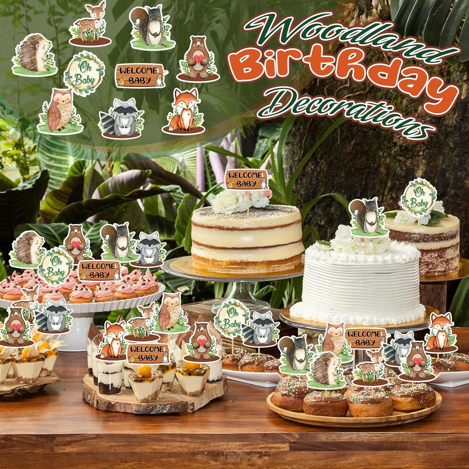 Weecent 48 Pcs Woodland Baby Shower Cupcake toppers Oh Baby Party ...