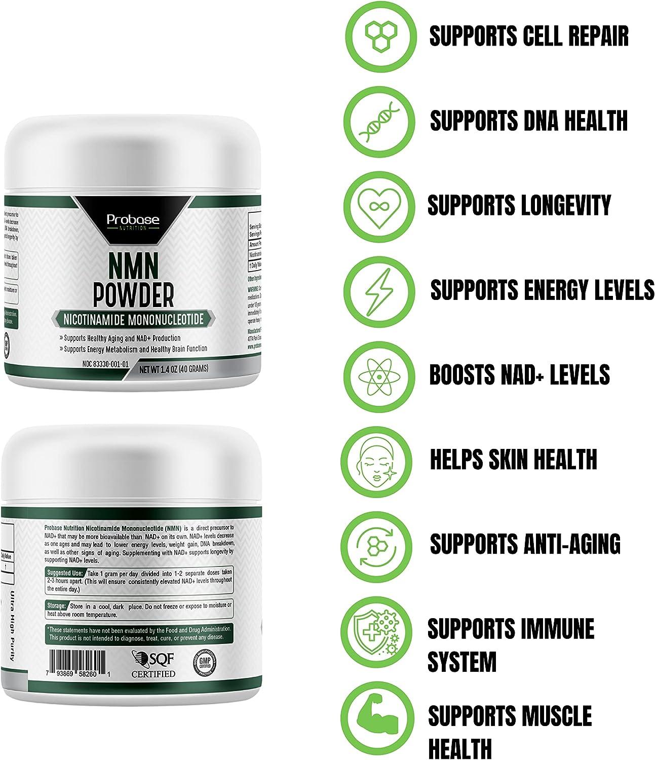 Probase Nutrition Longevity Pure NMN Powder 40g - Pharmaceutical Grade ...