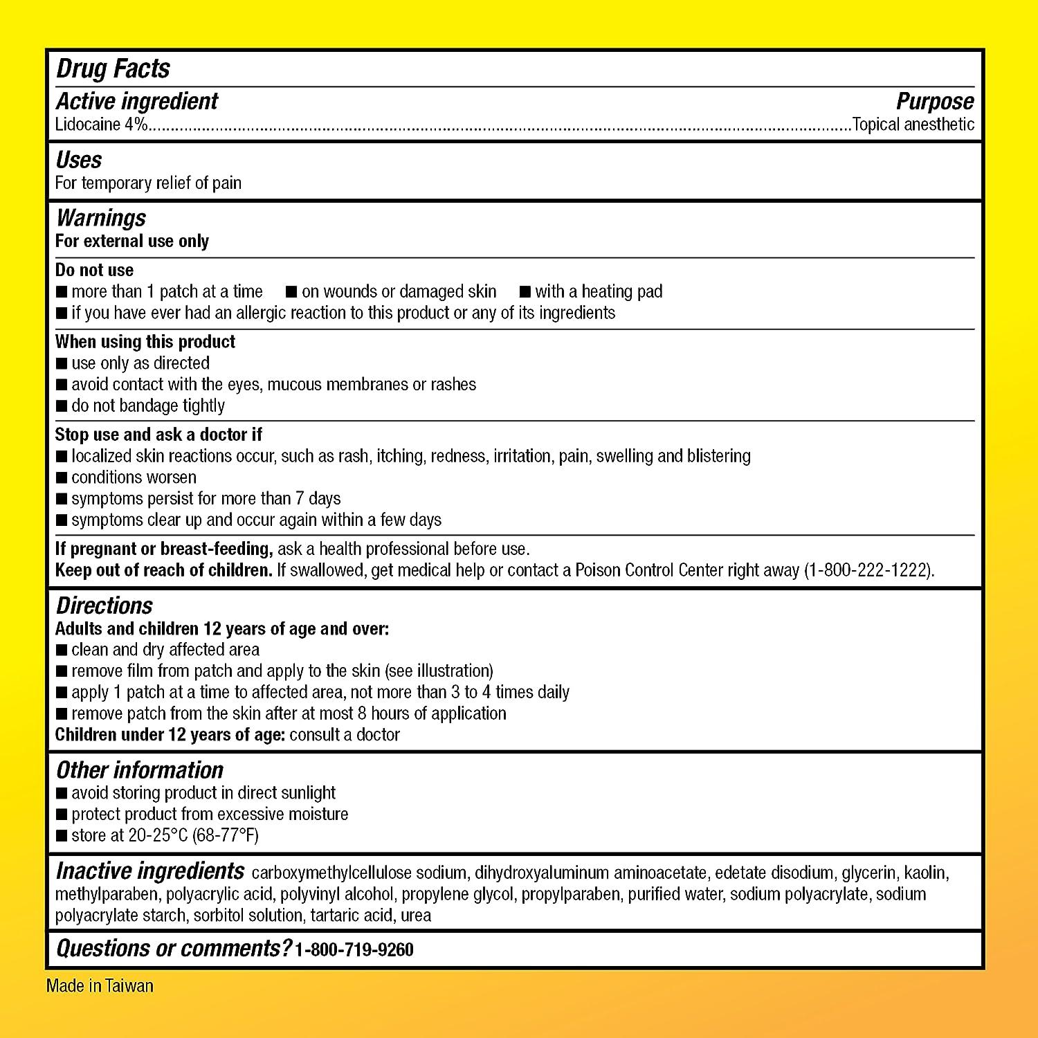 Amazon Basic Care Lidocaine Patch 4% Topical Anesthetic - 5 Count, 10 ...