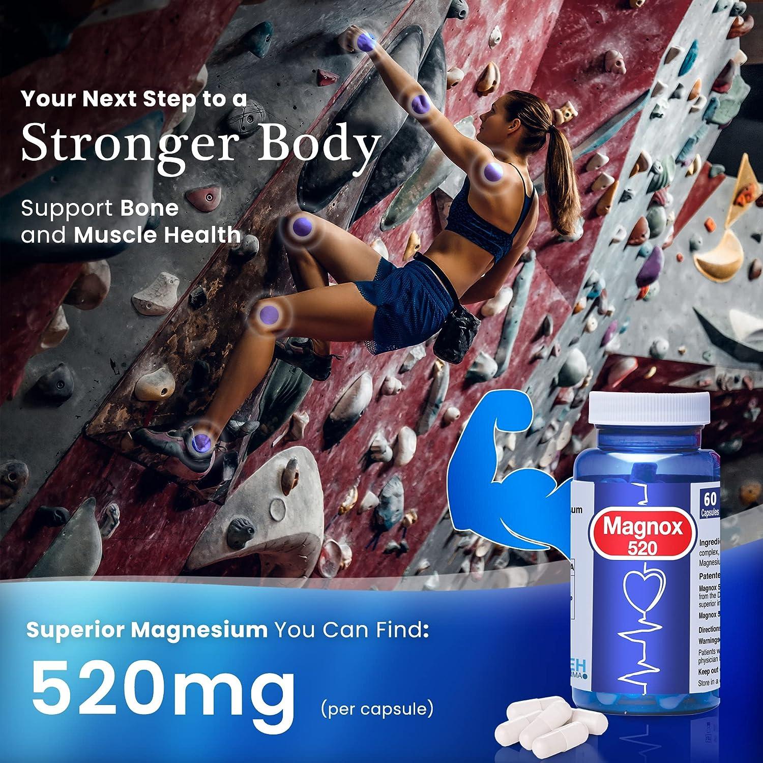 MAGNOX 520 - High Absorption 520mg Magnesium Supplement with Dead Sea ...