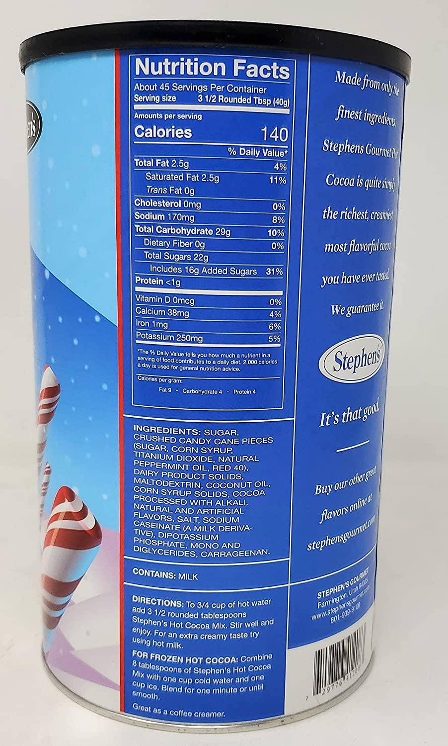 Stephen's Gourmet Candy Cane Cocoa 4lb Canister - Rich and Decadent Hot ...