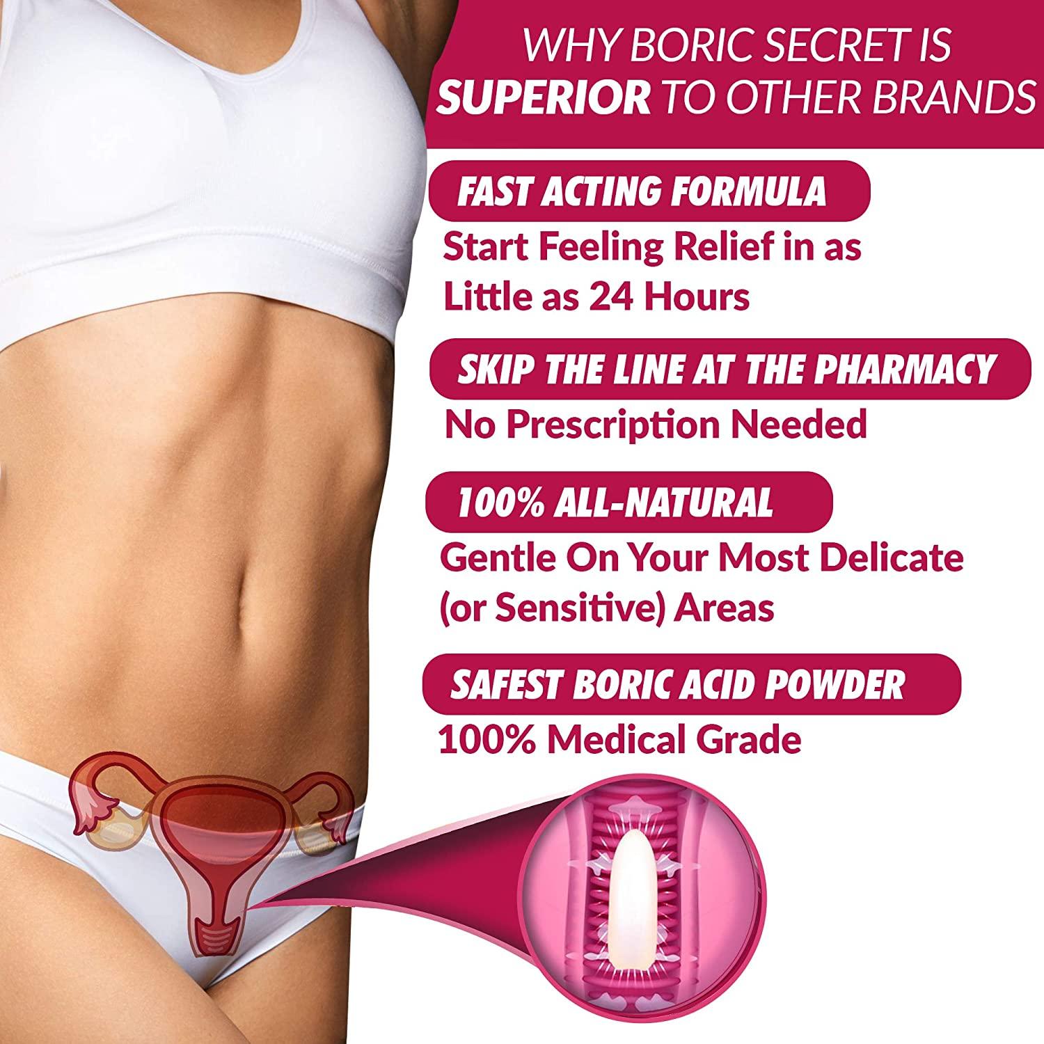 Boric Acid Suppositories 600mg - Vegan Capsules for Feminine Hygiene & Vaginal Health | Buy Now ...