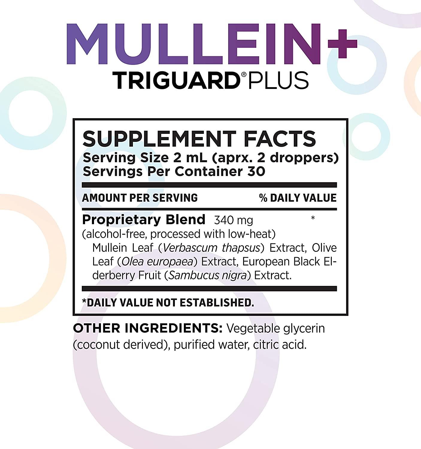 TriGuard Mullein Plus - Mullein, Elderberry & Olive Leaf Extract | 2 fl ...