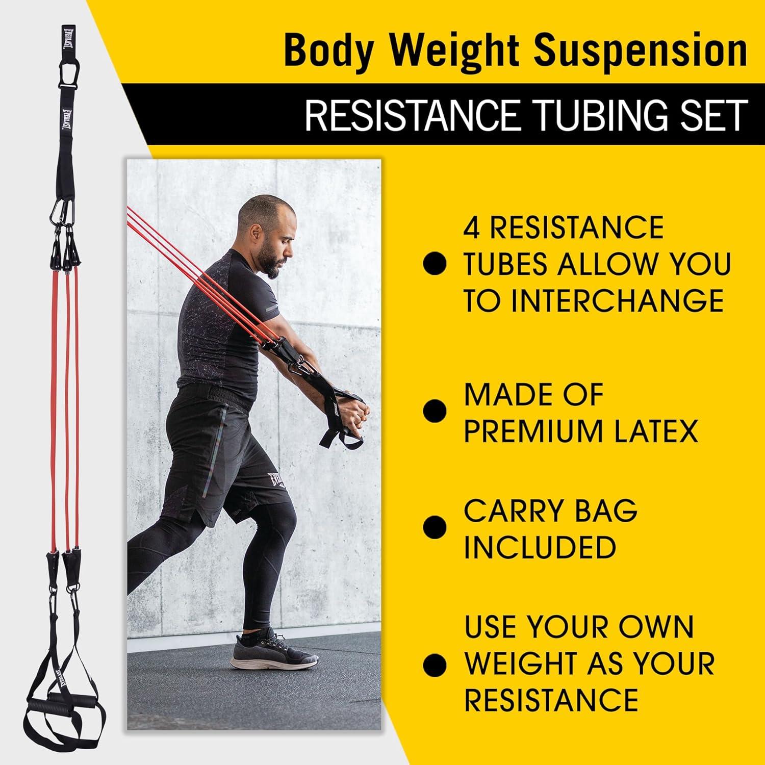 Everlast FIT Body Weight Suspension Trainer - Resistance Tubes & Anchor ...