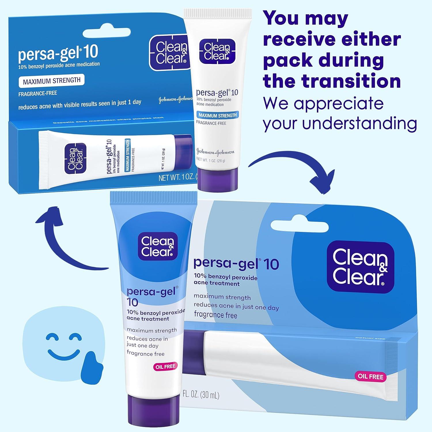 Clean & Clear PersaGel 10 Acne Spot Treatment - 10% Benzoyl Peroxide ...