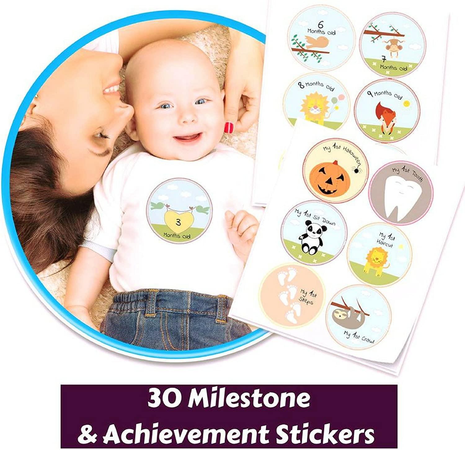 Baby Memory Book w/Keepsake Box & 30 Monthly & Baby First Milestone ...