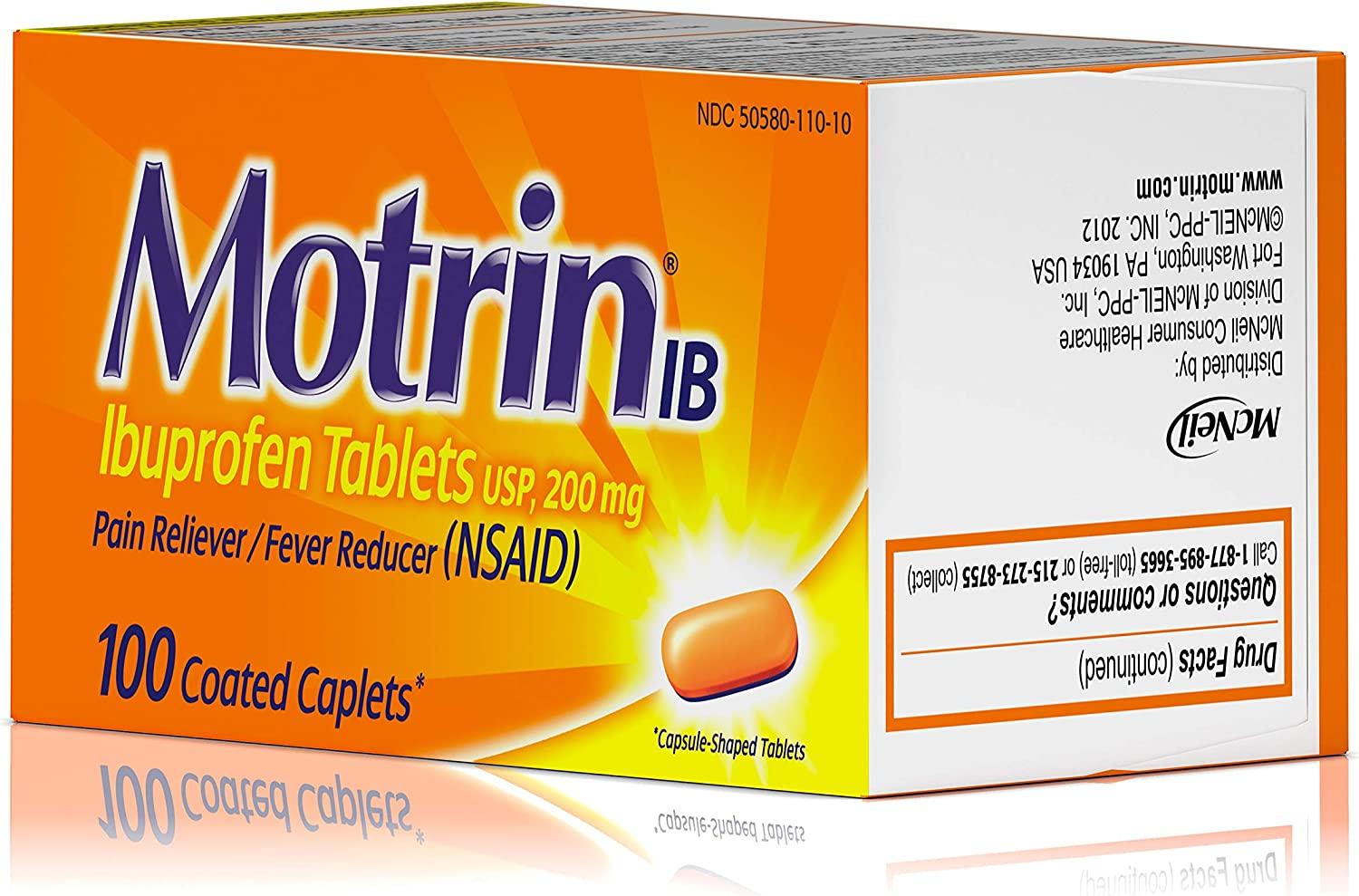 Motrin IB 200mg Tablets for Fever, Muscle Aches, Headache & Back Pain ...