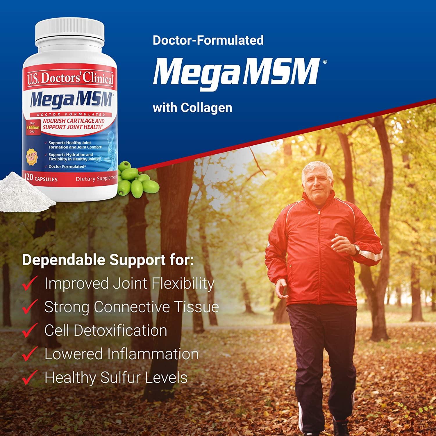 U.S. Doctors Clinical Mega MSM Daily Support Capsules for Joint Health ...