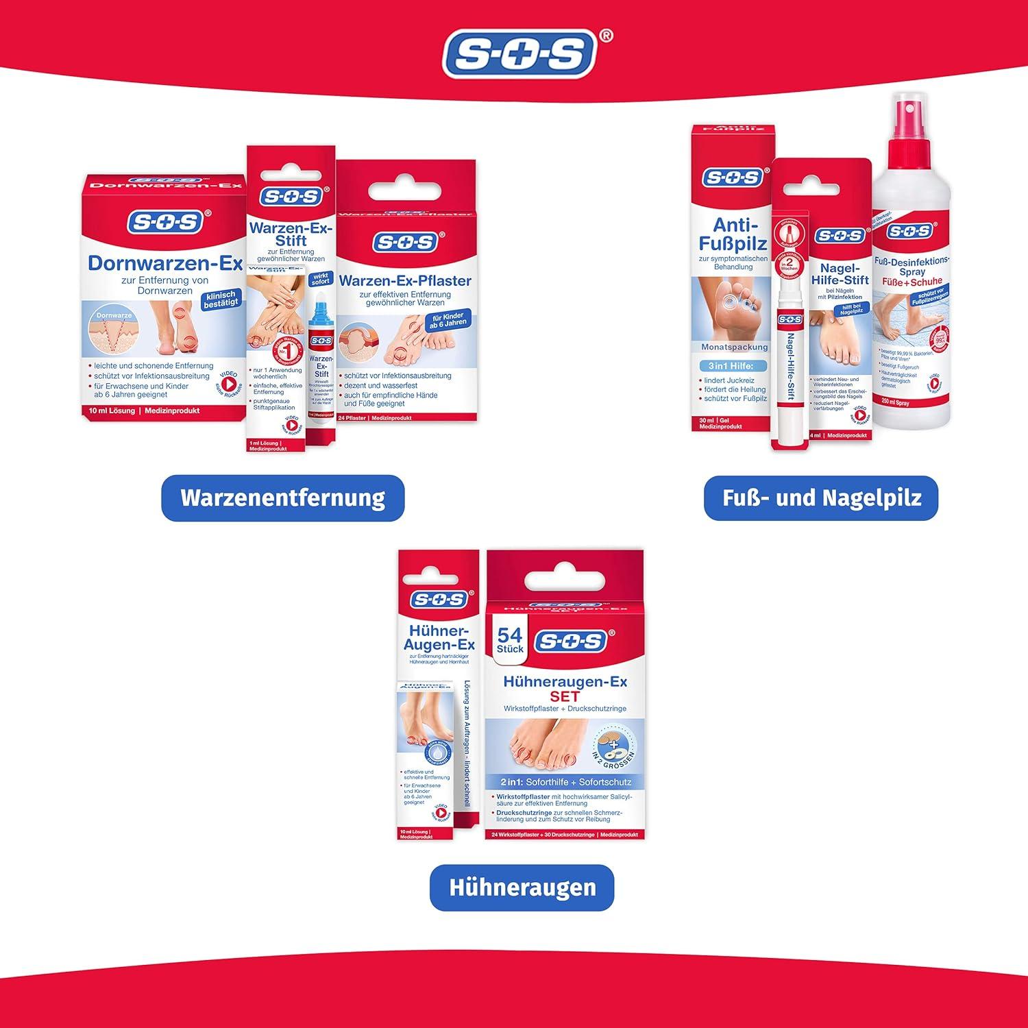 SOS Warken Ex Pavement - Waterproof Wart Removal Plaster for Kids (6 ...